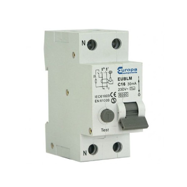 Europa EUBLM32C30 32amp Type C 6kA Double Pole RCBO | UKES