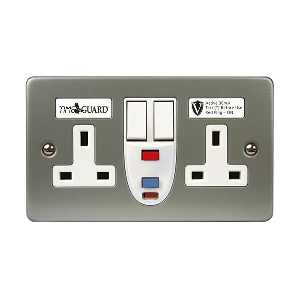 Timeguard RCD07MAV Valiance® RCD Double Metal Socket - Active | UKES