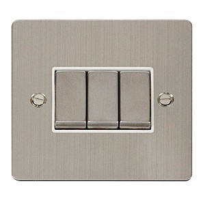 Click 3 Gang Stainless Steel Plate Switch, Switches and Sockets, UK ...
