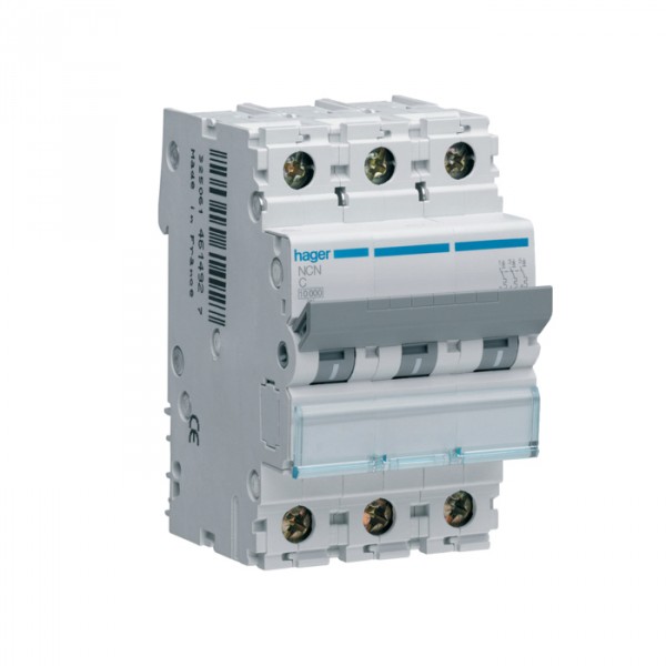 Hager 16amp Type C 3 Phase Circuit Breaker, Type C MCBs, UK Electrical Supplies