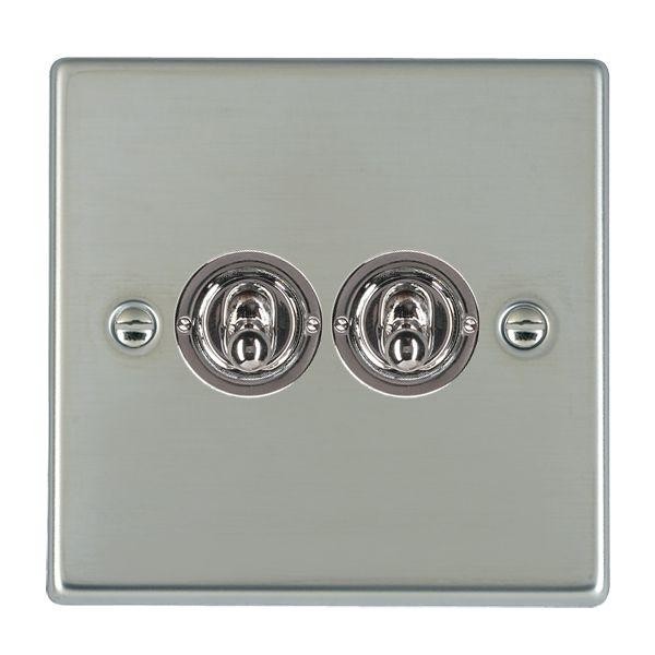 Hamilton Hartland Bright Steel 2 Gang 20AX 2 Way Toggle Switch with ...