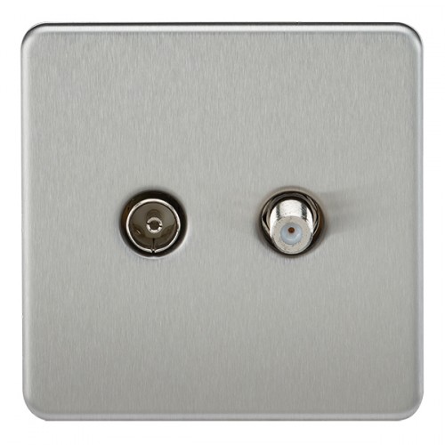 Knightsbridge Screwless SF0140BC Brushed Chrome Isolated Sat/TV Outlet ...