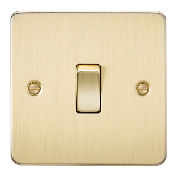 Knightsbridge Flat Plate FP2000BB Brushed Brass 10A 1 Gang 2 Way Switch ...