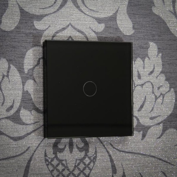 Retrotouch Crystal Black Plain Glass 1 Gang Intermediate Touch Light ...