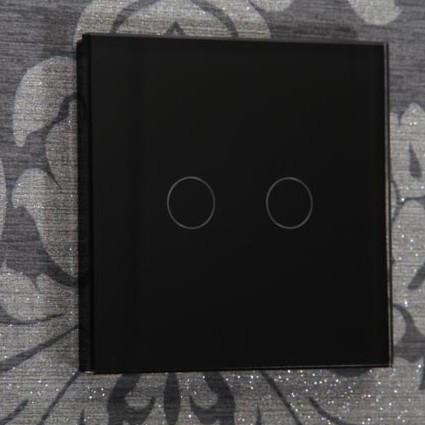 Retrotouch Crystal Black Plain Glass 2 Gang Intermediate Touch Light ...