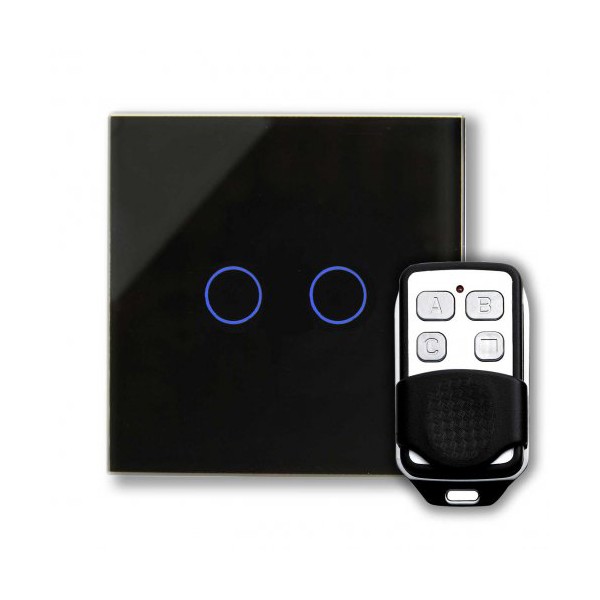 Retrotouch 00371 Crystal Plain Glass 2 Gang 1 Way Touch & Remote Light ...