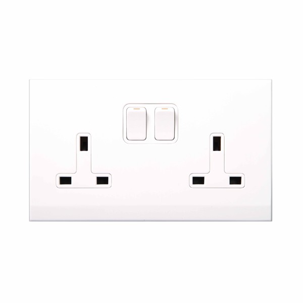 Retrotouch Simplicity White 13A Double Pole Double Switched Socket | UKES