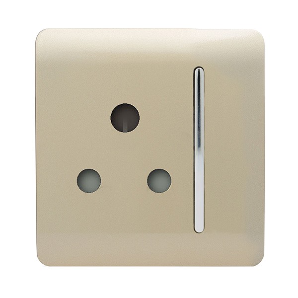 Trendi Champagne Gold 15A 1 Gang Round Pin Switched Socket | UKES