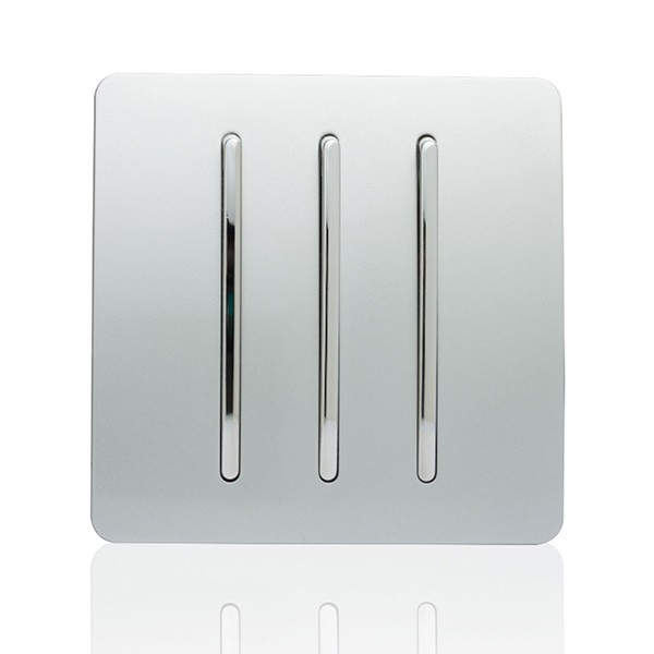 Trendi Platinum Silver 3 Gang 1 Way Rocker Light Switch | UKES