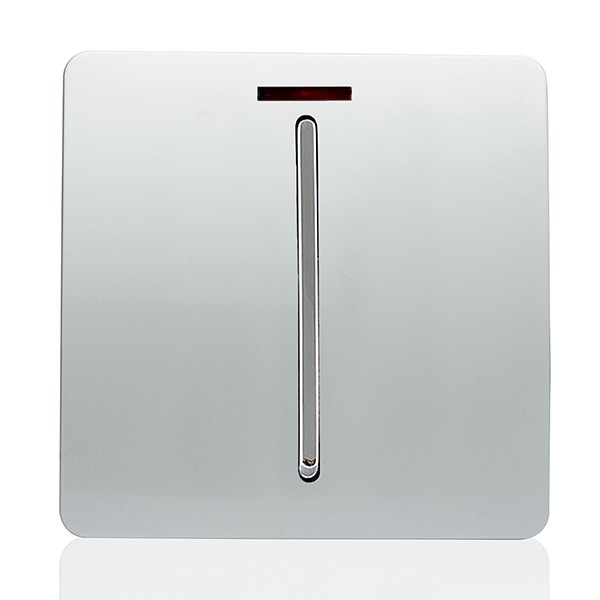 Trendi Platinum Silver 1 Gang 45A Rocker Switch with Neon Insert | UKES