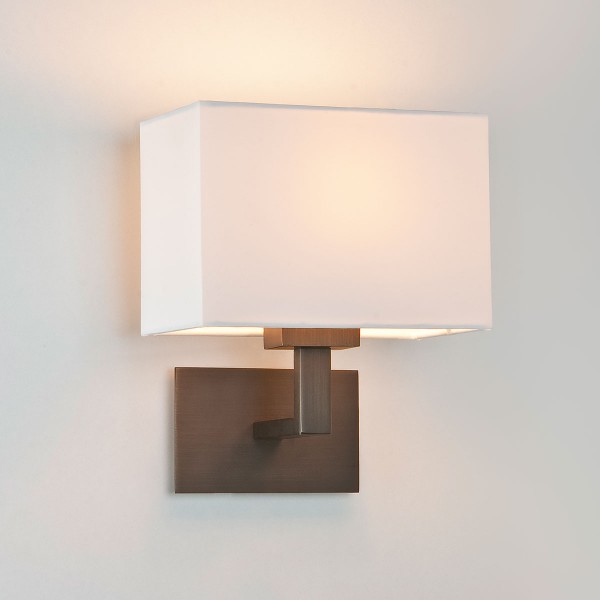 Astro Connaught Bronze Wall Light with White Shade | UKES