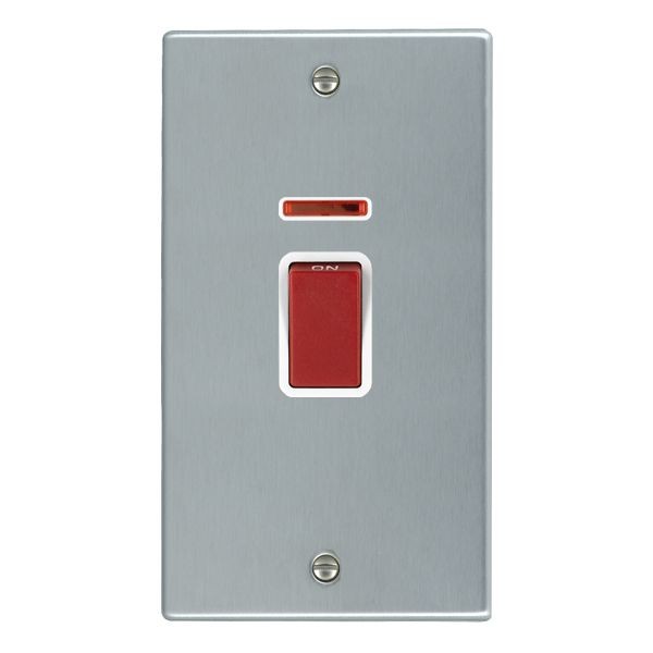 Hamilton Hartland Satin Chrome 45A Vertical Double Pole Switch and Neon ...