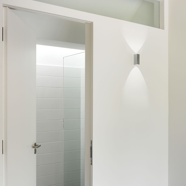 Astro Bloc Polished Chrome Bathroom LED Wall Light | UKES