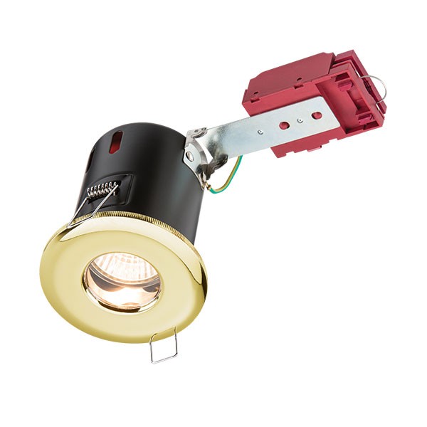 Knightsbridge IC Rated IP65 35W Fixed GU10 Brass Downlight at UKES