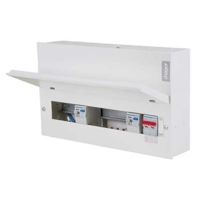 Hager Design 10 Metal 12 Way Split Load (6+6) Consumer Unit - 100A Main ...