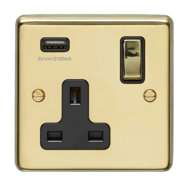 Eurolite Stainless Steel Socket w/ USB Charger (PB1USBPBB) at UKES