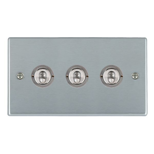 Hamilton Hartland Satin Chrome 3 Gang 20AX 2 Way Toggle Switch with ...