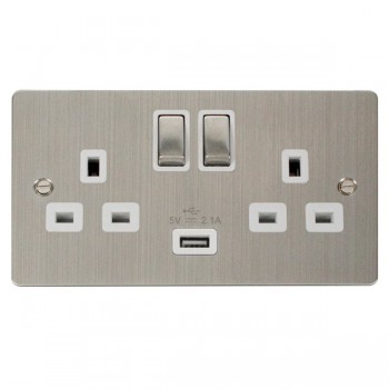 Click Define Stainless Steel Flat Plate Ingot 2 Gang 13A Single Pole ...