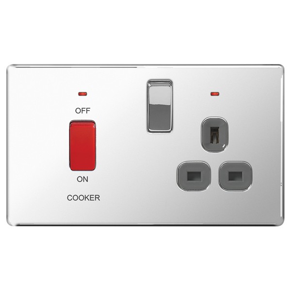 BG Electrical Nexus Flatplate Screwless Polished Chrome 45A Double Pole ...