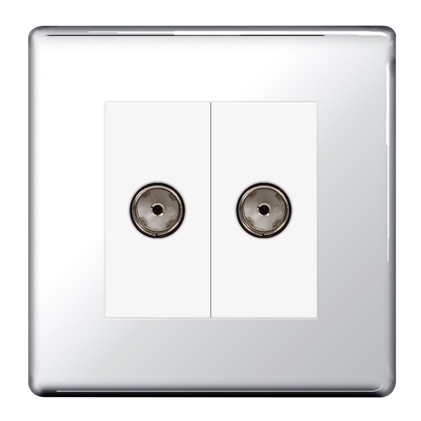 BG Electrical Nexus Flatplate Screwless Polished Chrome 2 Gang Non ...