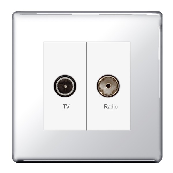 BG Nexus Flatplate Screwless Diplex TV/FM Socket (FPC66) at UKES