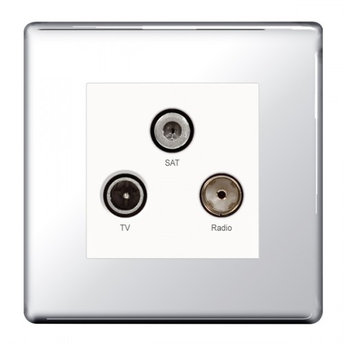 BG Nexus Flatplate Screwless Triplex TV/FM/Sat Socket (FPC67) at UKES