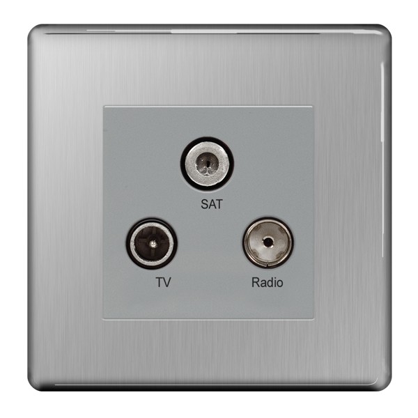 BG Nexus Flatplate Screwless Triplex TV/FM/Sat Socket (FBS67) at UKES