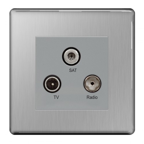 BG Nexus Flatplate Screwless Triplex TV/FM/Sat Socket (FBS67) at UKES