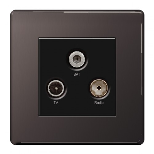 BG Nexus Flatplate Screwless Triplex TV/FM/Sat Socket (FBN67) at UKES