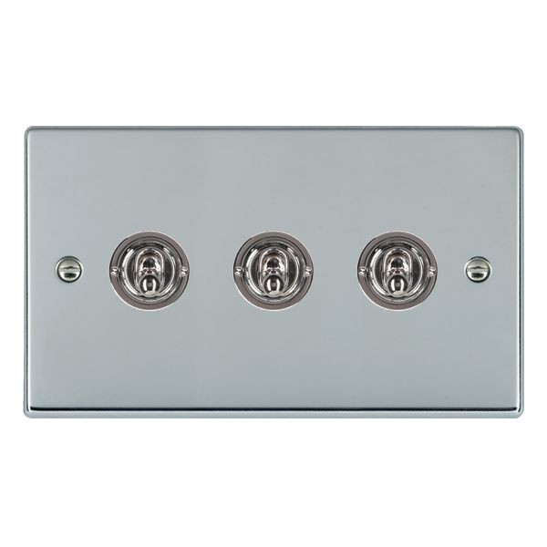 Hamilton Hartland Bright Chrome 3 Gang 20AX 2 Way Toggle Switch with ...