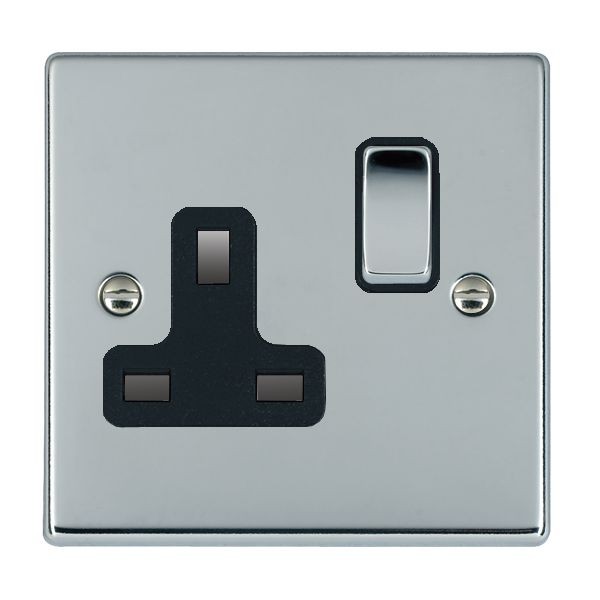 Hamilton Hartland Bright Chrome 1 Gang 13A Double Pole Switched Socket ...