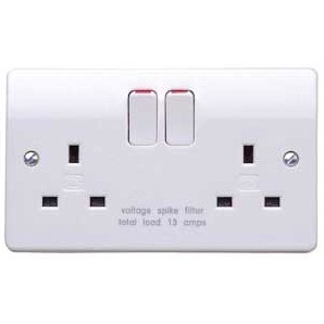 MK Double White PVC Spike Filter Socket, Switches and Sockets, UK ...