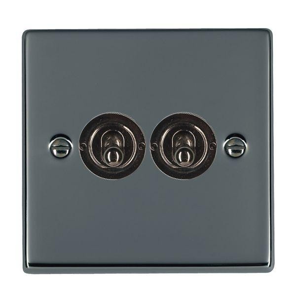 Hamilton Hartland Black Nickel 2 Gang 20AX 2 Way Toggle Switch with ...