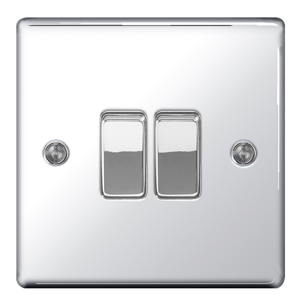 BG Electrical Nexus Flatplate Polished Chrome 10A 2 Gang 2 Way Switch ...