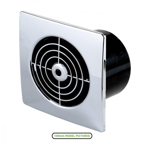 Manrose Lo Profile 150mm Square Chrome Extractor Fan with Timer | UKES