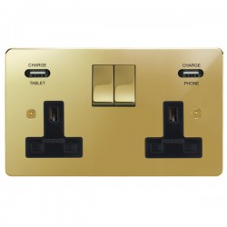 Focus SB 2 Gang Integrated USB Wall Sockets at UK Electrical Supplies