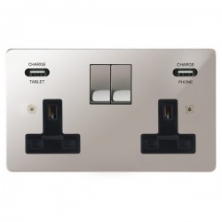 Focus SB 2 Gang Integrated USB Wall Sockets at UK Electrical Supplies