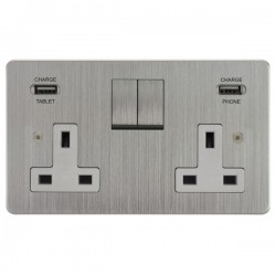 Focus SB 2 Gang Integrated USB Wall Sockets at UK Electrical Supplies