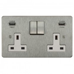 Focus SB 2 Gang Integrated USB Wall Sockets at UK Electrical Supplies