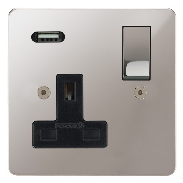 Focus SB Horizon 1 Gang 13A Switched USB Wall Socket in Polished ...
