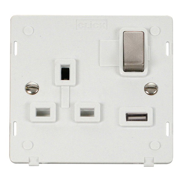 Click Definity 1 Gang USB Socket Insert (SIN571PWBS) at UK Electrical