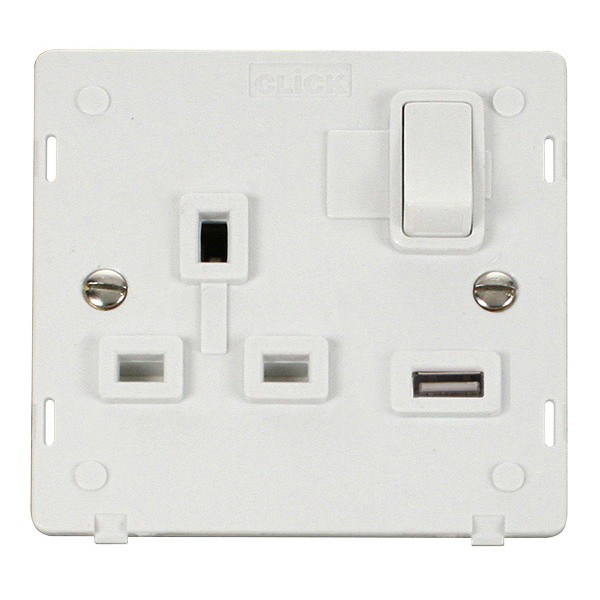 Click Definity 1 Gang USB Socket Insert (SIN771PW) at UK Electrical
