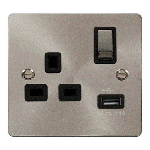 Click Define 1 Gang USB Socket (FPBS571BK) at UK Electrical Supplies
