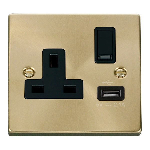 Click Deco 1 Gang 13A USB Socket (VPSB771BK) at UK Electrical Supplies