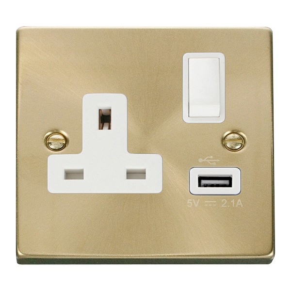 Click Deco 1 Gang 13A USB Socket (VPSB771WH) at UK Electrical Supplies