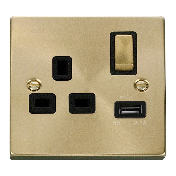 Click Deco Victorian Satin Brass 1 Gang 13A Single Pole Ingot Switched ...