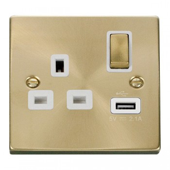 Click Deco Victorian Satin Brass 1 Gang 13A Single Pole Ingot Switched ...