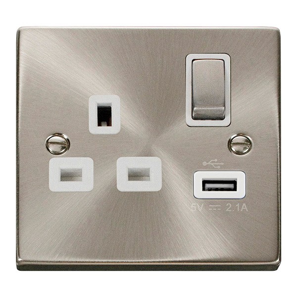 Click Deco Victorian Satin Chrome 1 Gang 13A Single Pole Ingot Switched ...