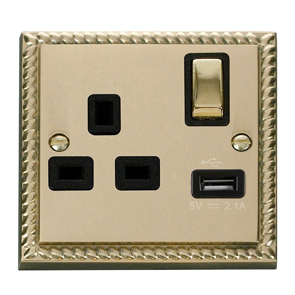 Click Deco 1 Gang 13A USB Socket (GCBR571BK) at UK Electrical Supplies