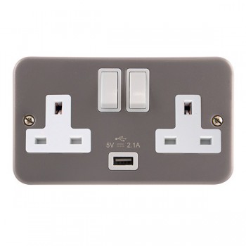 Click Metal Clad 2 Gang USB Socket (CL770) at UK Electrical Supplies